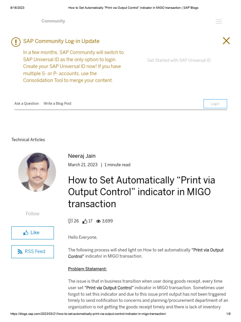 How To Set Automatically "Print Via Output Control" Indicator in MIGO Transaction - SAP Blogs ...