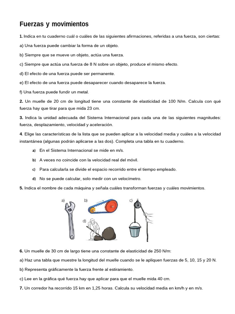 Fuerzas y MovimientosEjerc | PDF | Fuerza | Velocidad