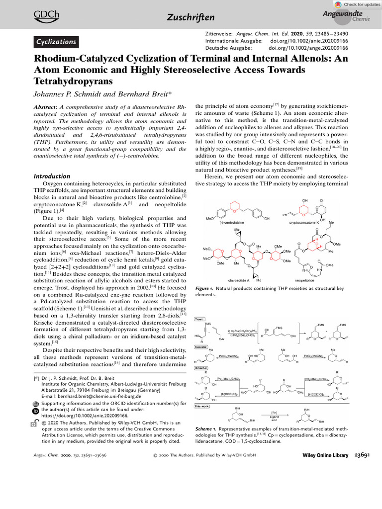Angewandte Chemie - 2020 - Schmidt - Rhodium Catalyzed Cyclization of ...
