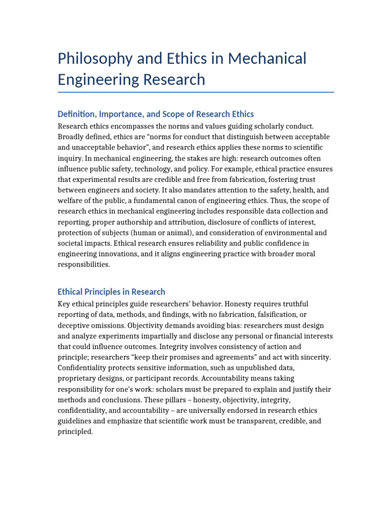 Philosophy and Ethics in Mechanical Engineering Research | PDF | Virtue ...