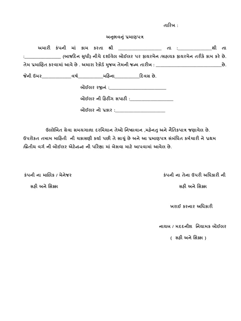Gujarati Experience Format | PDF