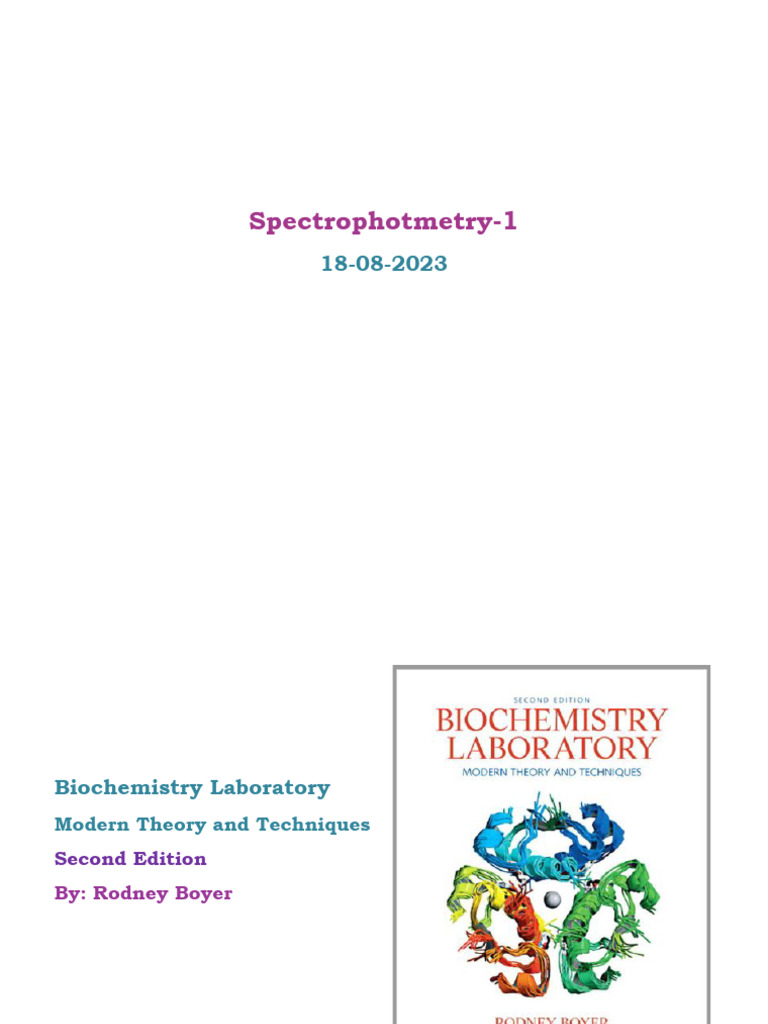 Spectroscopy Biochemistry Notes | PDF | Spectrophotometry | Absorbance