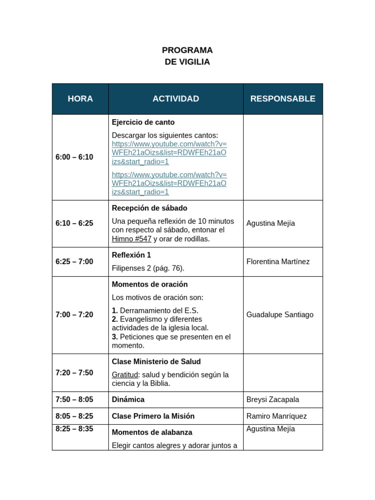Programa Vigilia - 06 Junio_013647 | PDF