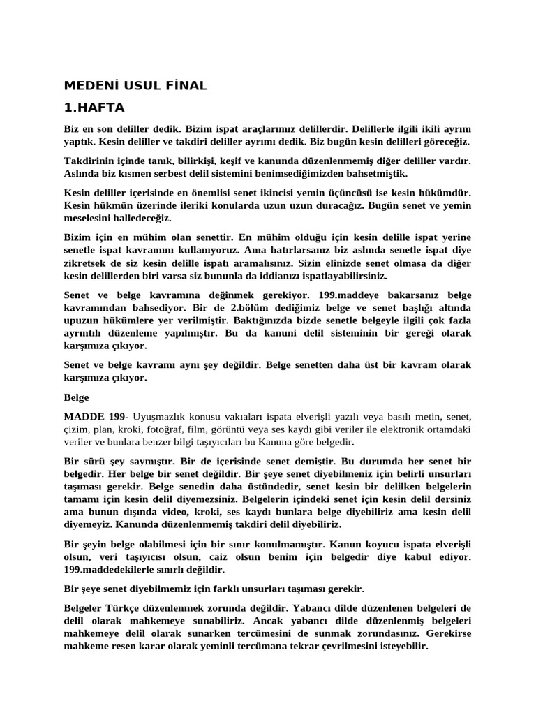 Usul Fi̇nal 1.hafta | PDF