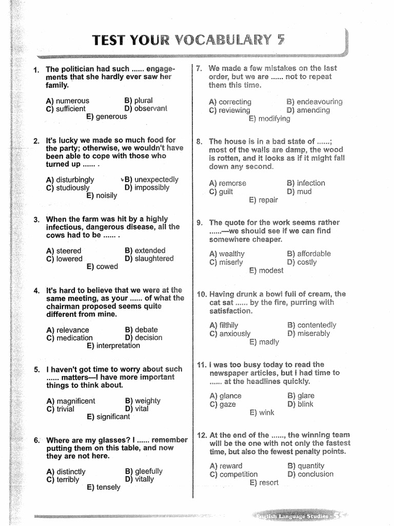 ELS - Test Your Vocabulary 2 | PDF