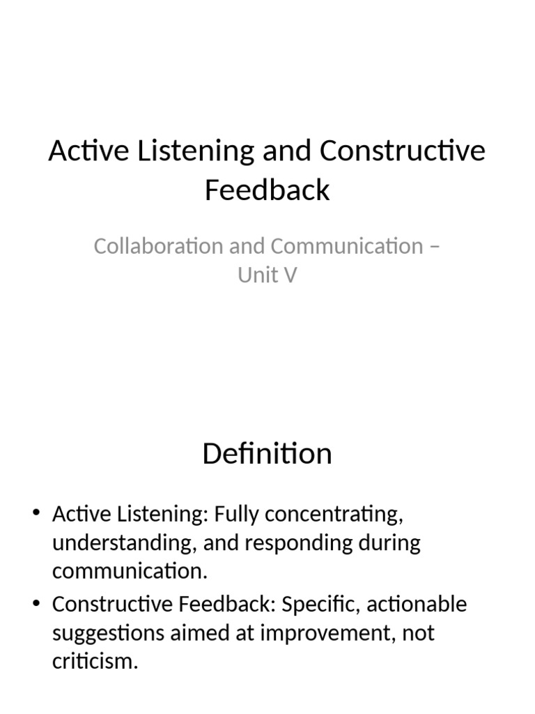 Active Listening and Constructive Feedback | PDF