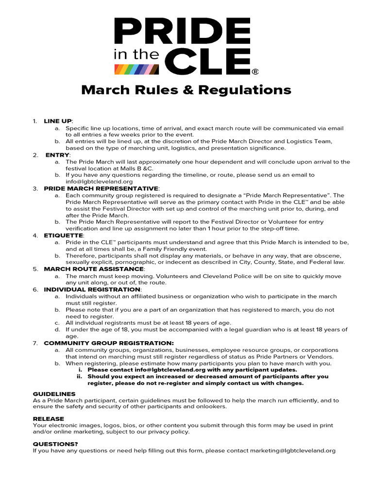 Pride in The CLE March Rules | PDF | Justice | Crime & Violence