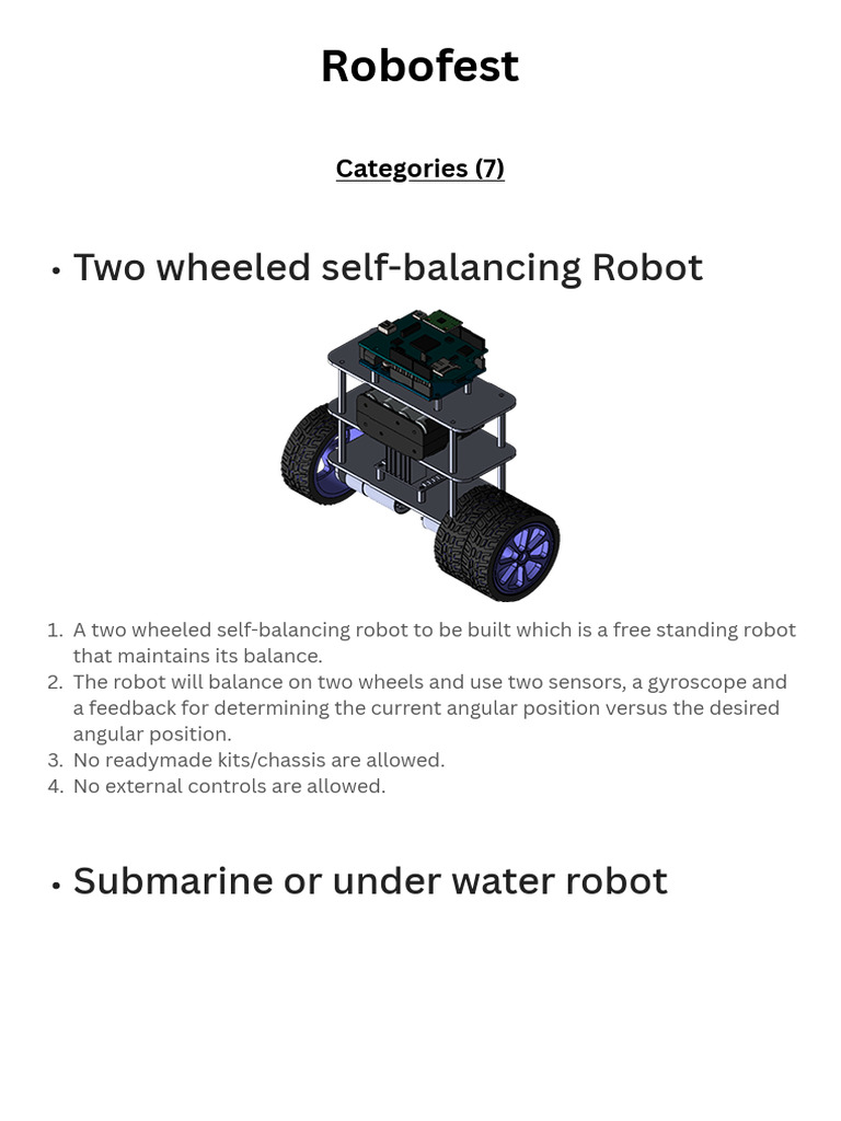Robofest: Two Wheeled Self-Balancing Robot | PDF
