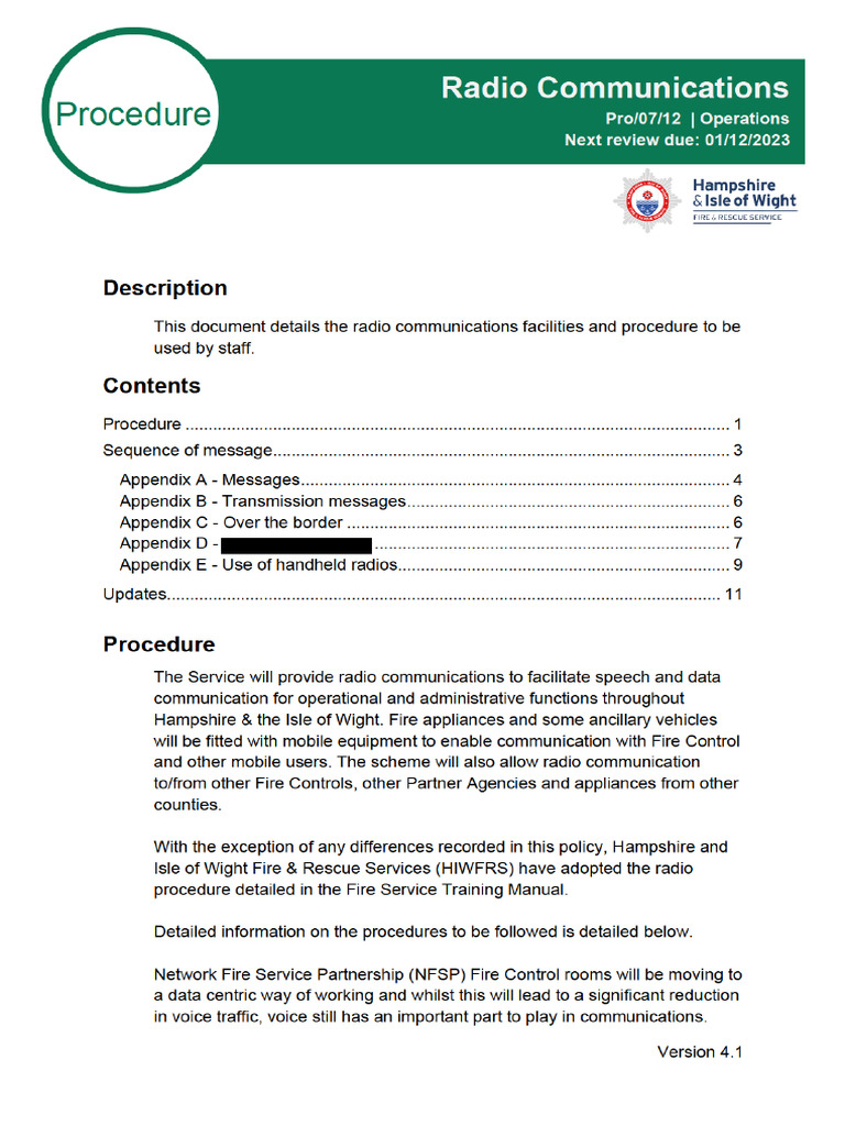 HIWFRS FOI 141 Radio Communications Redacted | PDF | Information And Communications Technology ...