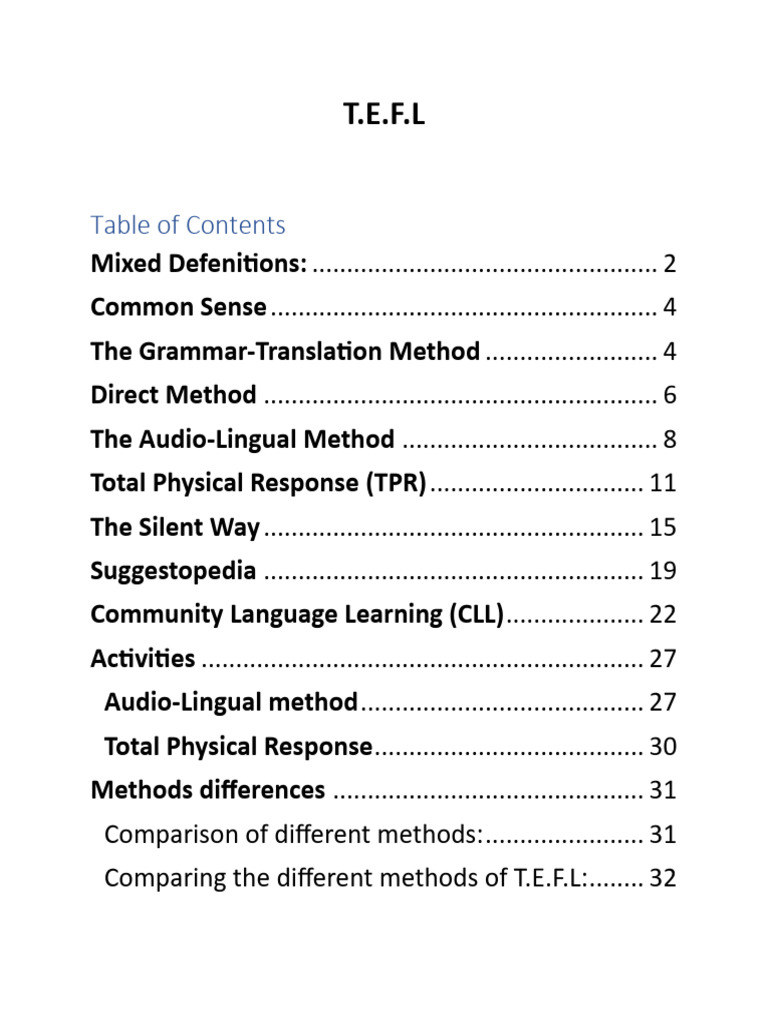 T.E.F.L Summary | PDF | Second Language | Learning