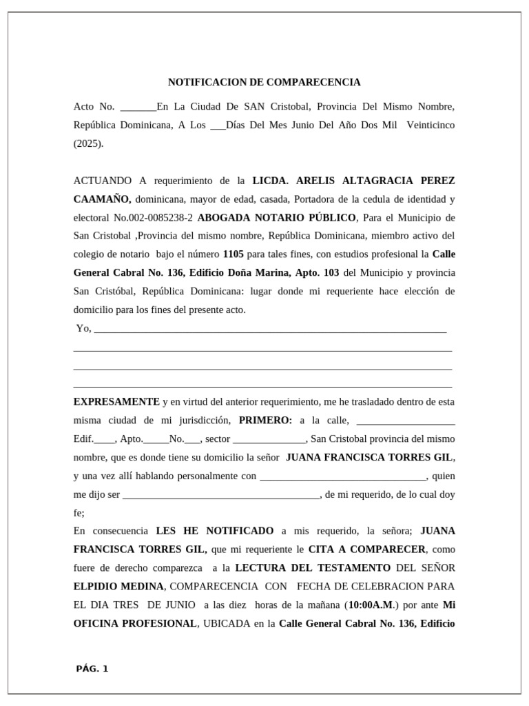 Notificacion Juana Francisca Torres Gil | PDF