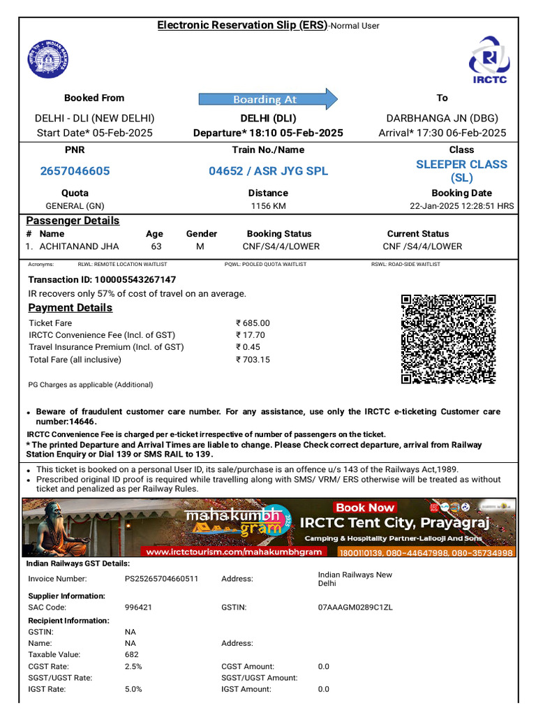 Delhi To DBG | PDF | Identity Document
