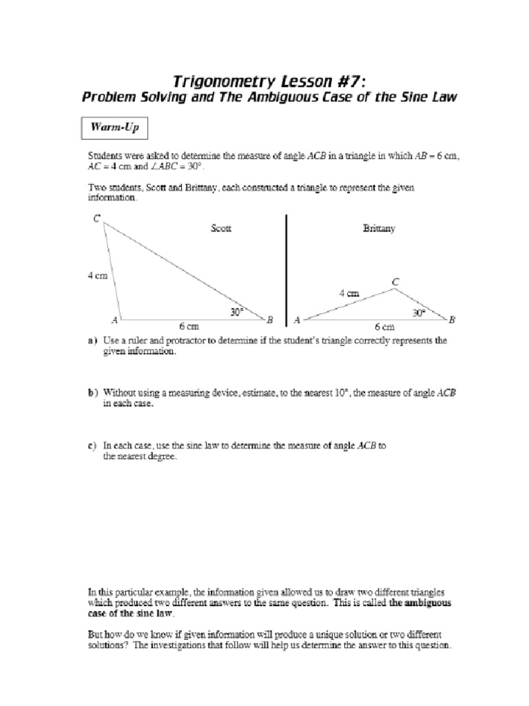 Ambiguous Sine Law | PDF