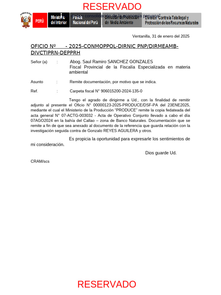 Oficio Solicita Apreciacion de Inteligencia | PDF