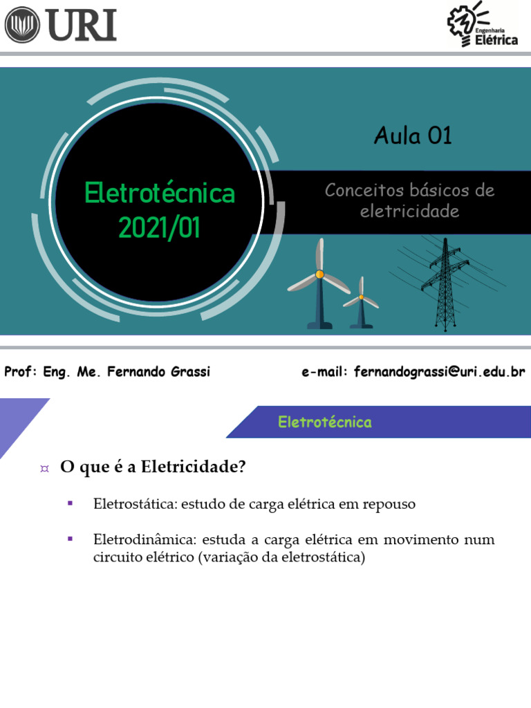 Aula 01 - Conceitos Básicos | PDF | Resistência elétrica e condutividade | Eletricidade