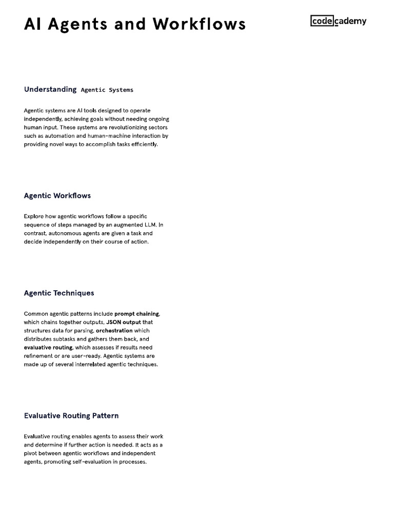 AI Agents and Workflows Cheatsheet - Viewer Page _ Infosys Springboard ...