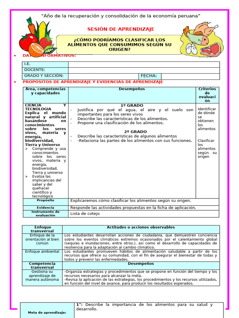 Sesion Ciencia y Tecnologia Clasificacion de Los Alimentos Segun Su Origen | PDF | Alimentos ...