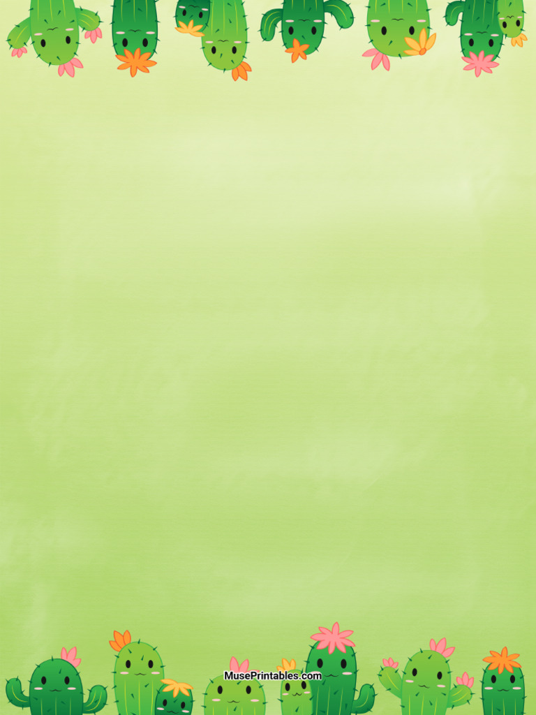 Cute Cactus Stationery Unlined Watermarked | PDF