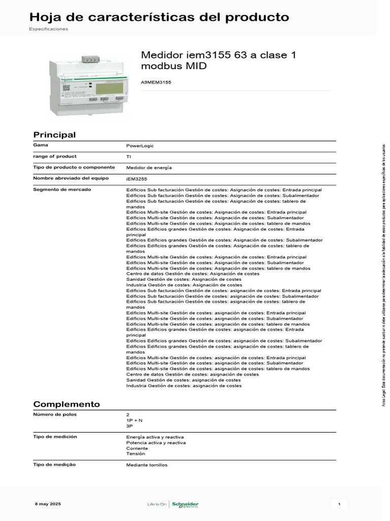 Medidor IEM3155: Especificaciones y Usos | PDF | Ingenieria Eléctrica