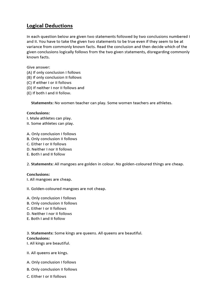 Logical Deductions Pdf