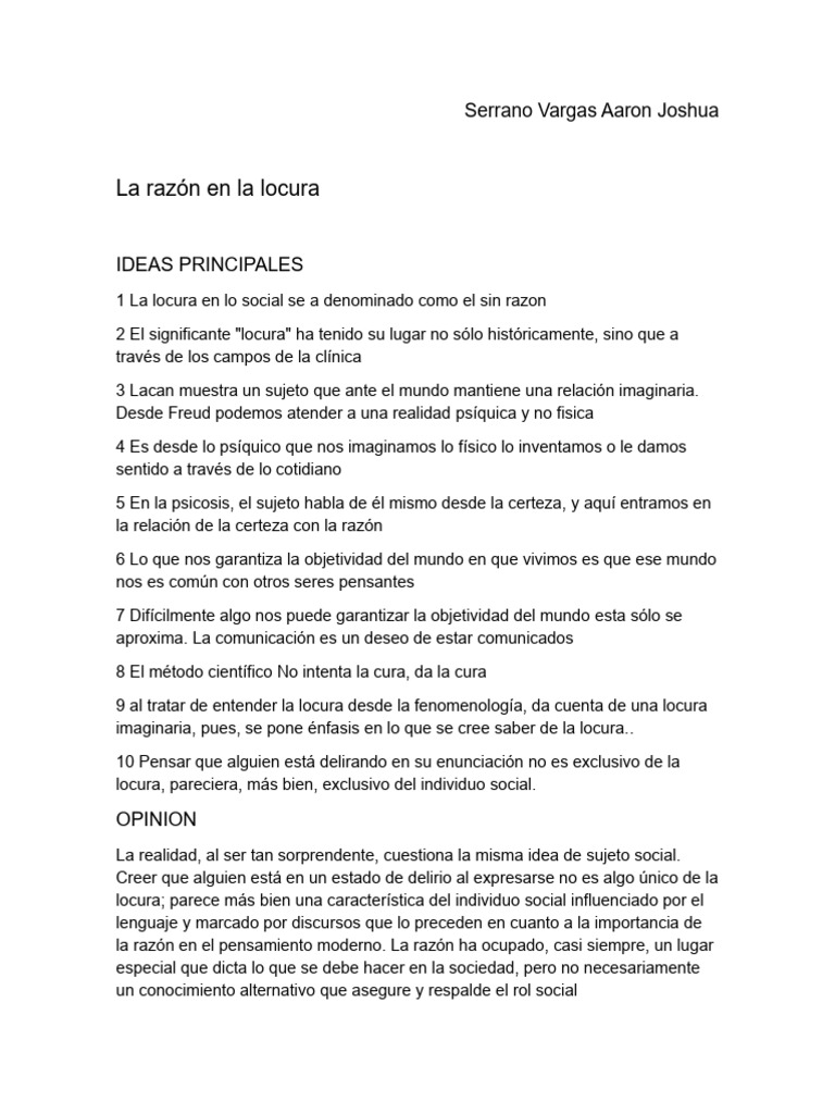La locura y la razón en la sociedad | PDF
