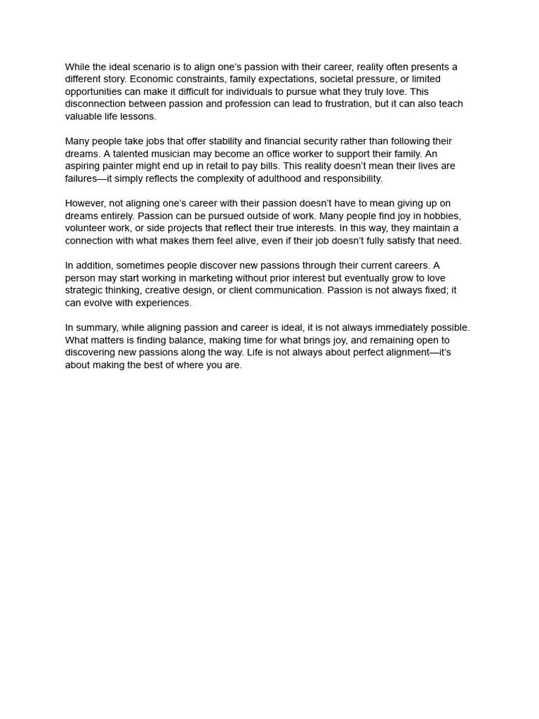 When Passion and Career Don't Align | PDF