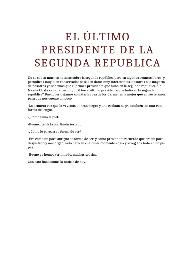El ÚLTIMO Presidente de La Segunda Republica | PDF