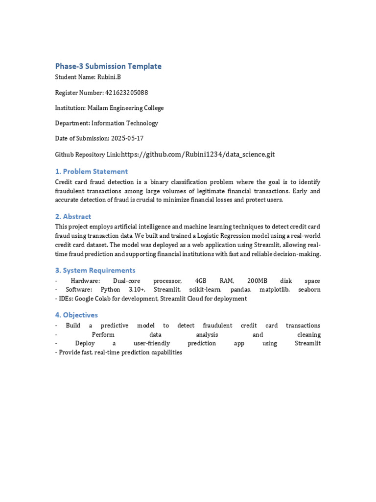 Phase3 Credit Card Fraud Detection | PDF | Computing | Information Technology
