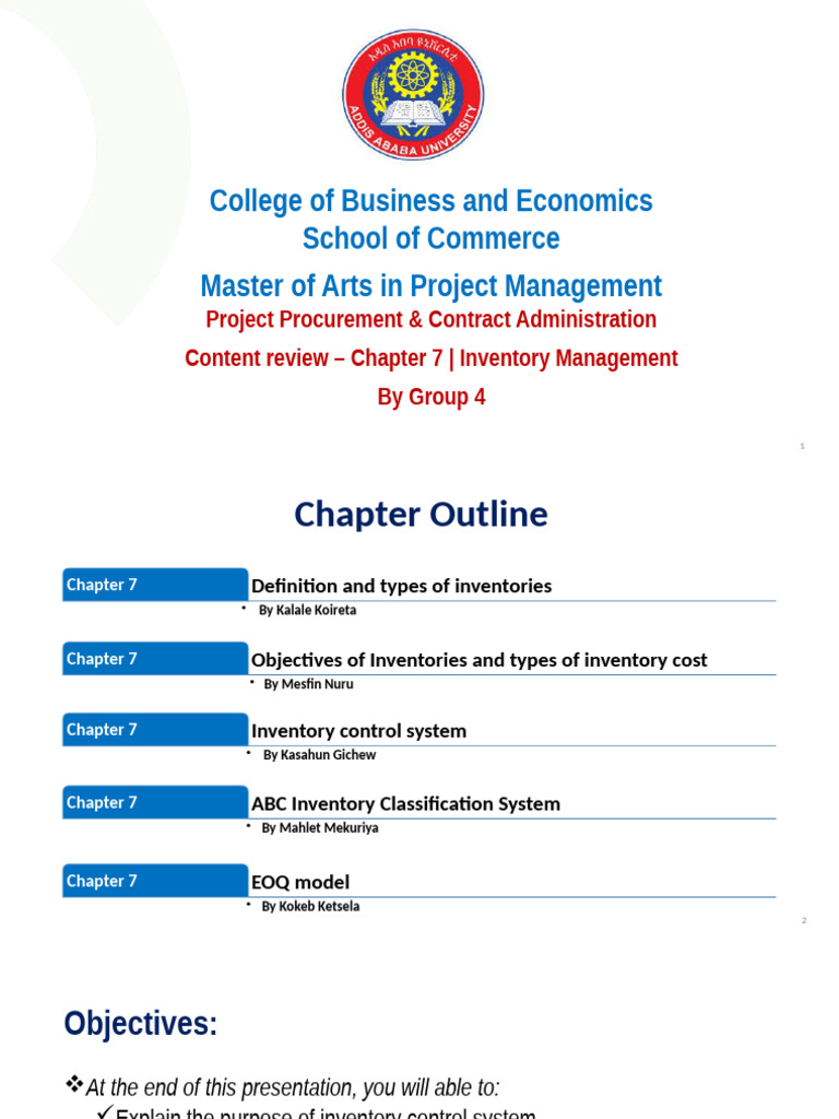Chapter 7 - Inventory Management in Projects Final | PDF | Inventory | Expense