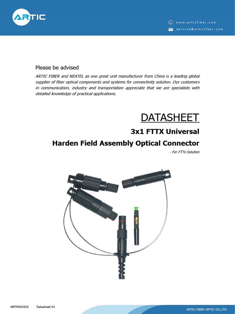 ARTFAOC025 - 3x1 FTTX Universal Harden Field Assembly Optical Connector ...