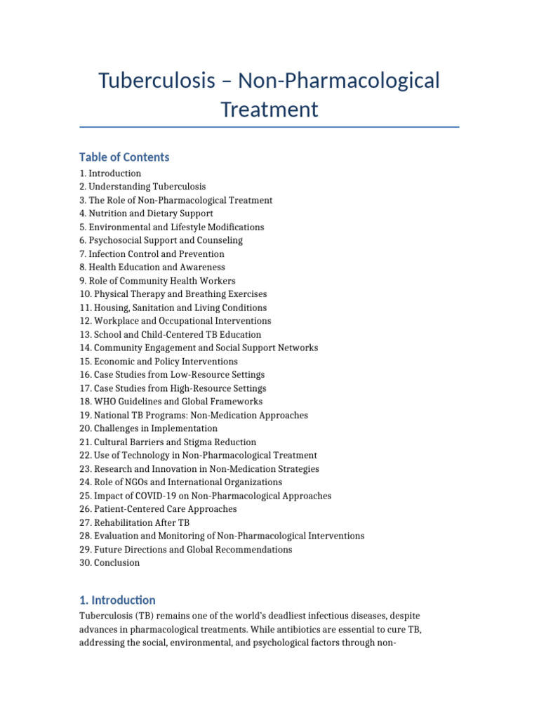TB Non Pharmacological Treatment Project | PDF | Tuberculosis | Health Care