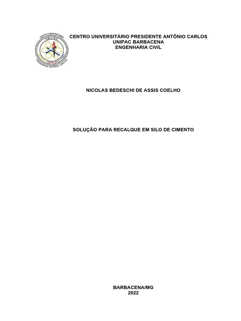 Recalque em Silo de Cimento: Solução Técnica | PDF | Solo | Resistência ...
