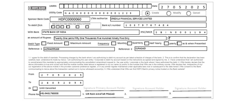 Physical Mandate Filled Form 1748306428236 | PDF | Debit Card | Banks