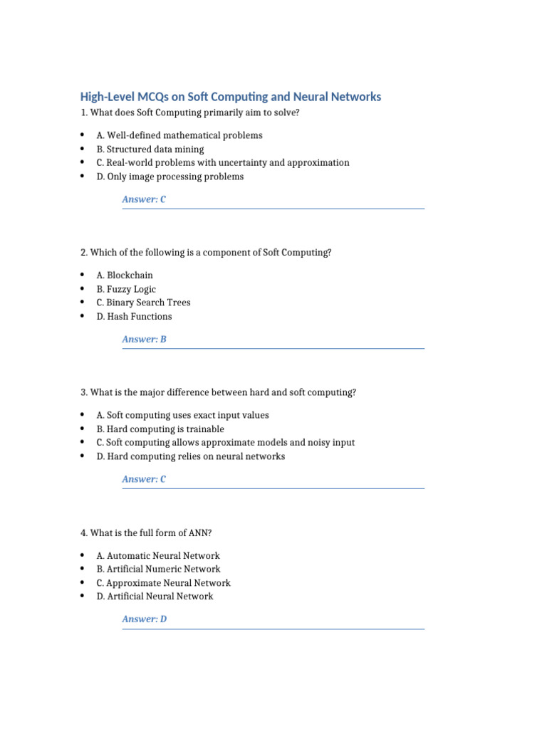 High Level MCQ Soft Computing | PDF | Applied Mathematics | Computational Neuroscience
