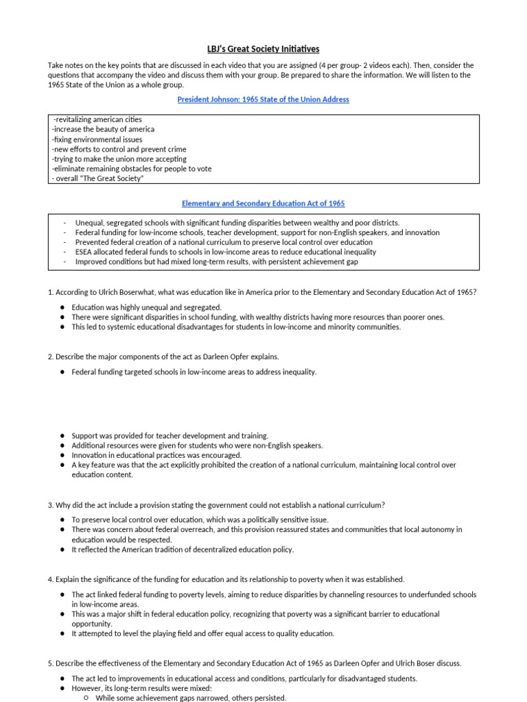 LBJ's Great Society Initiatives | PDF | Medicare (United States) | Medicaid