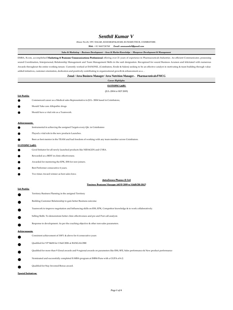 V Senthil Kumar Resume - 2025 | PDF | Business