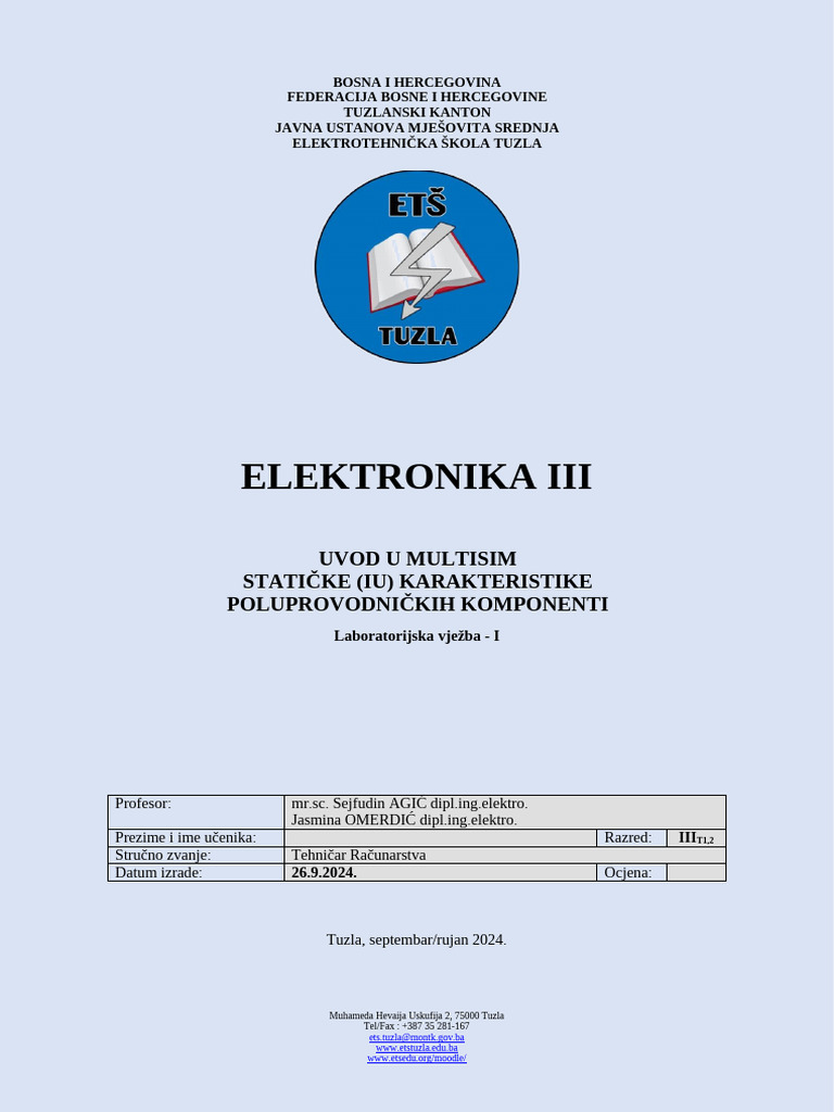 Vjezba I - Multisim - IU Karakteristike | PDF