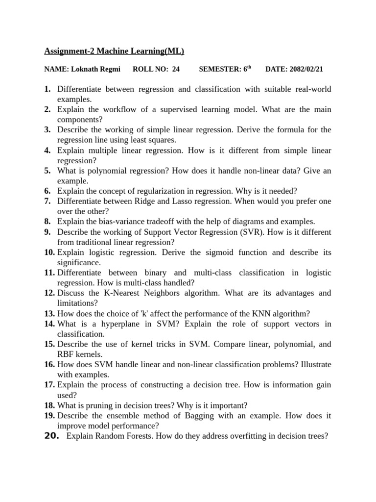 Assignment-2 ML Solution by Loknath Regmi | PDF | Support Vector ...