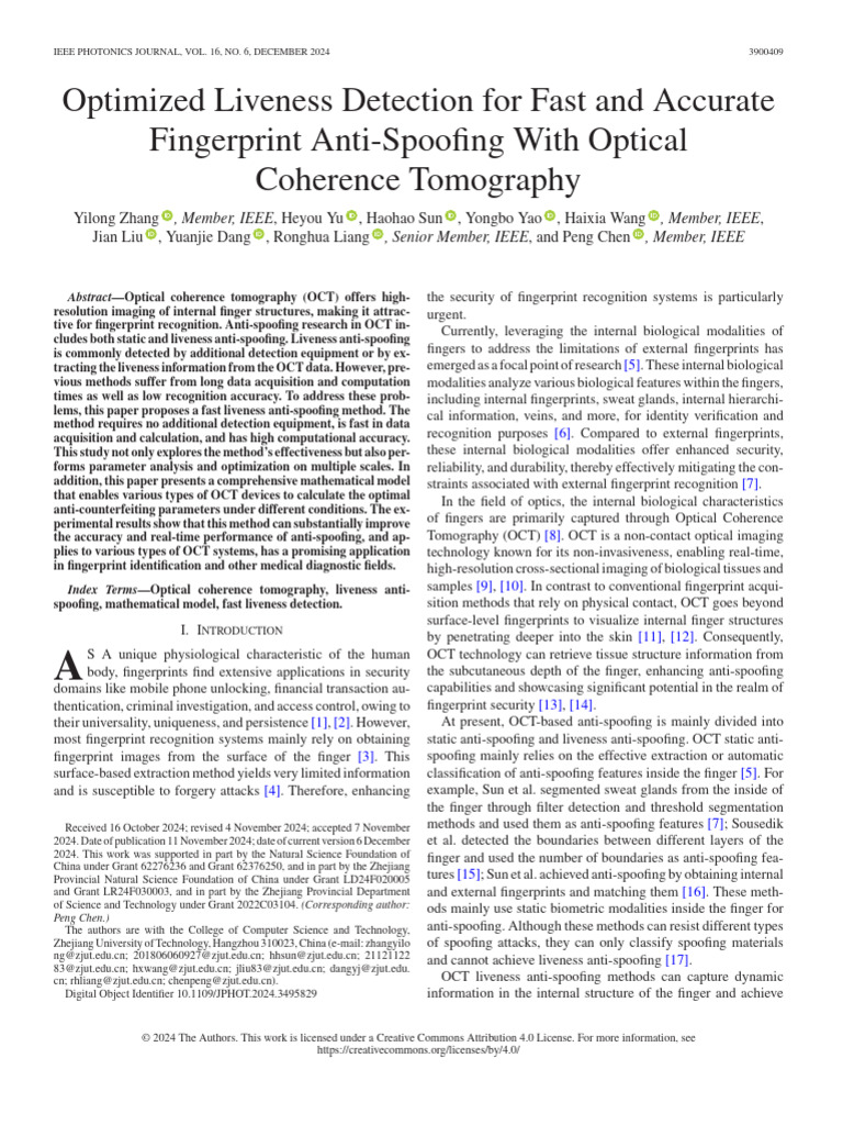 Optimized Liveness Detection For Fast and Accurate Fingerprint Anti-Spoofing With Optical ...