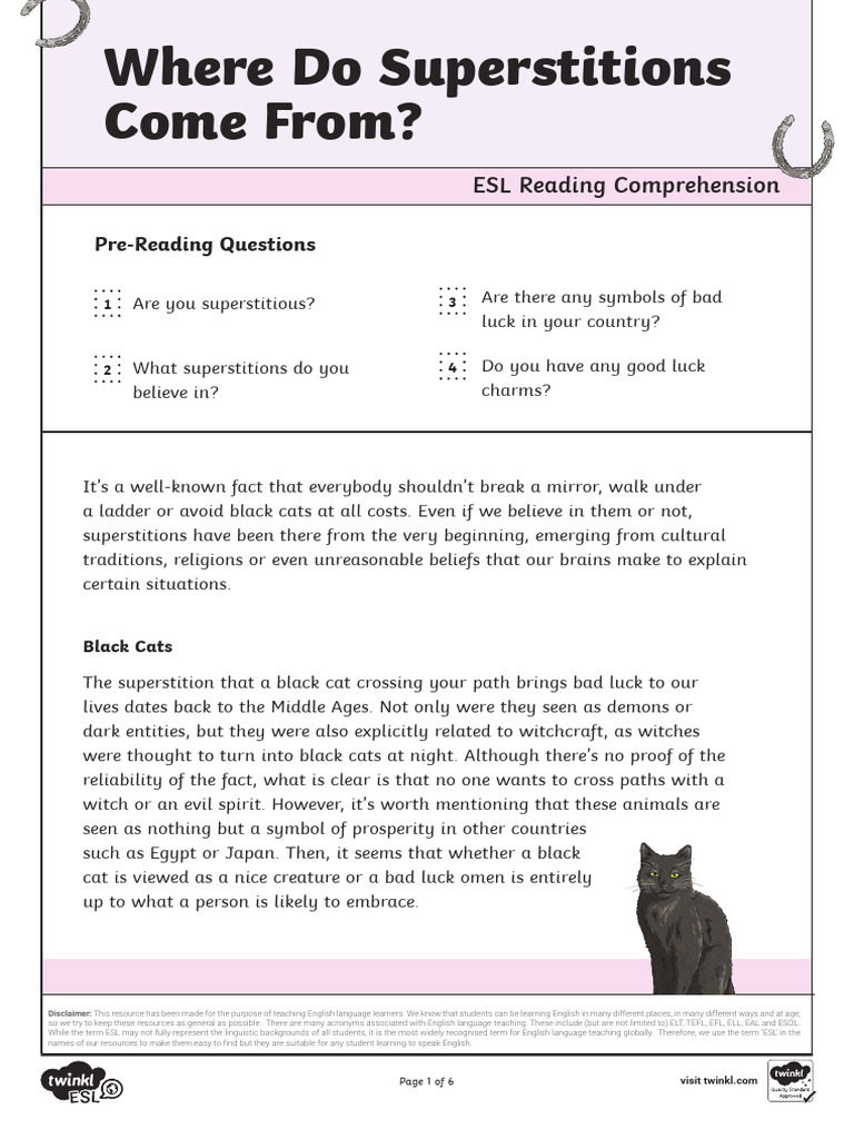 Origins of Superstitions Explained | PDF | Superstitions | English As A ...