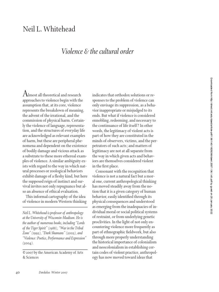 Understanding Violence in Culture | PDF | Violence | Anthropology