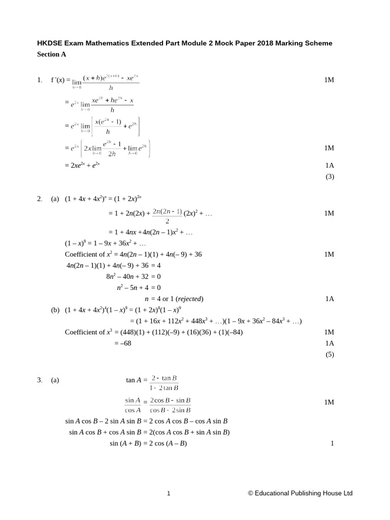 M2 Mock Paper Marking Schemeeng 2018 | PDF | Combinatorics | Theoretical Computer Science