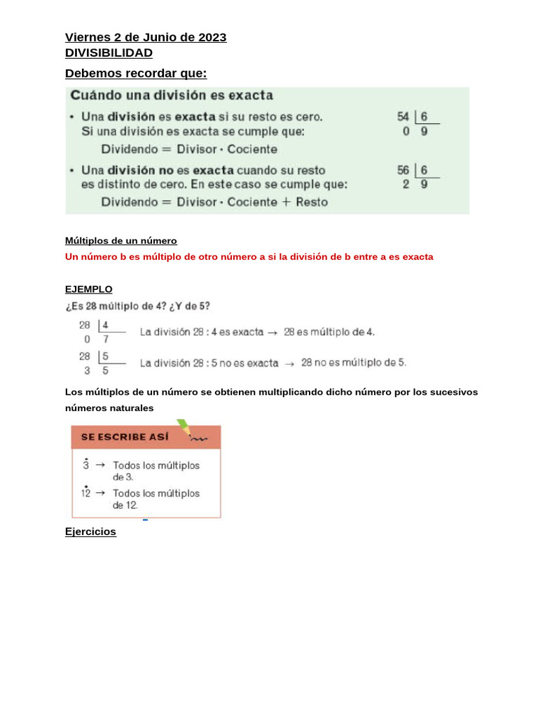 Divisibilidad Matematica 2do Año | PDF | División (Matemáticas ...