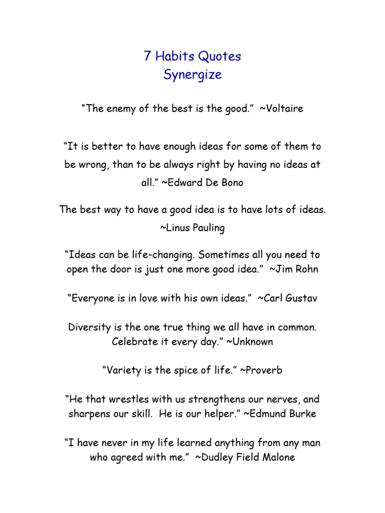 Synergize: Inspiring Quotes on Ideas | PDF
