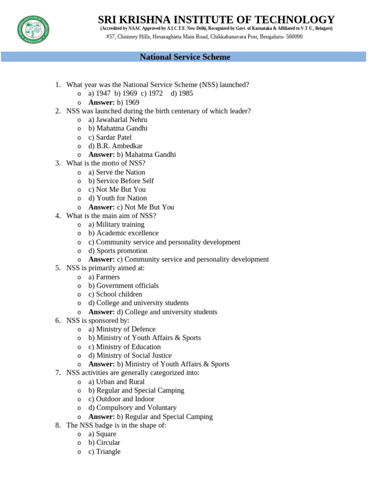 Nss Module Question Paper | PDF | Volunteering