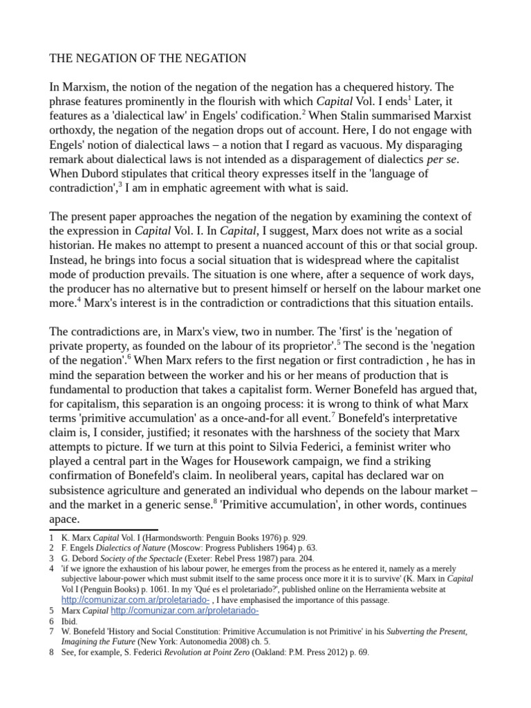 Negation of The Negation | PDF | Karl Marx | Marxism