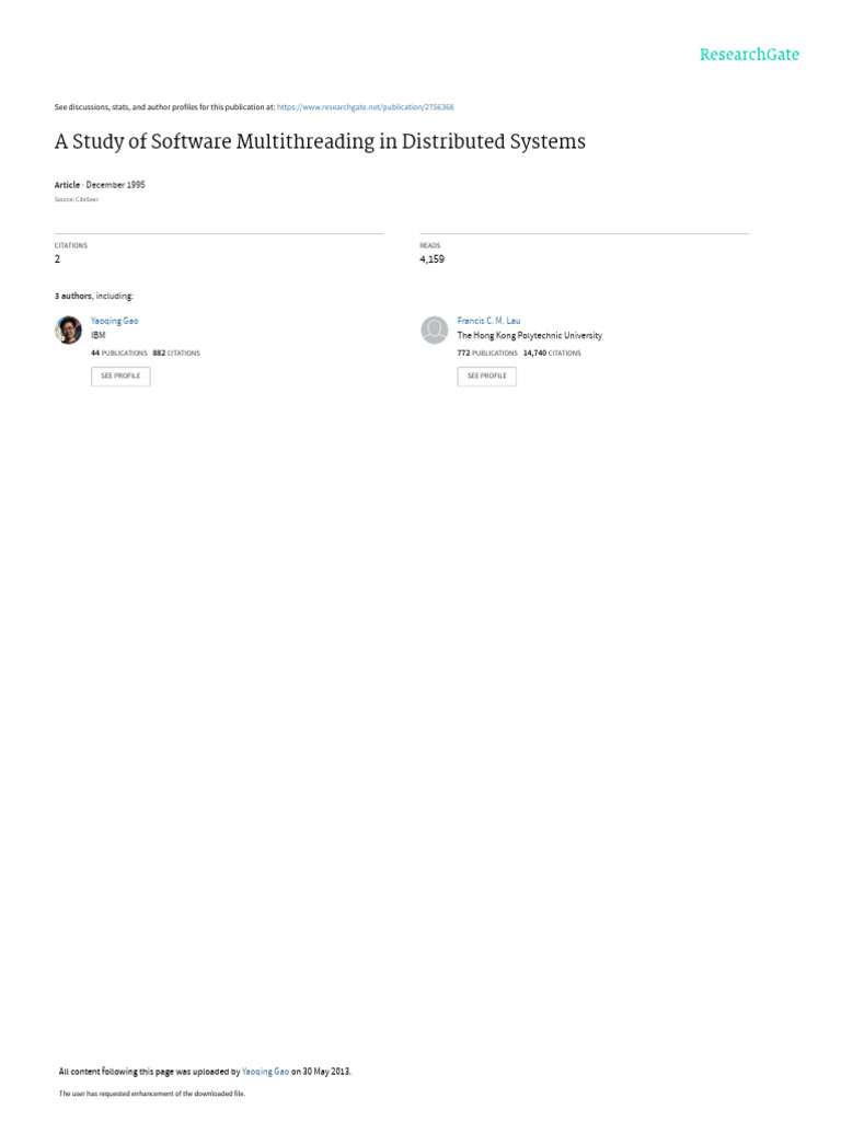 A Study of Software Multithreading in Distributed | PDF | Thread ...