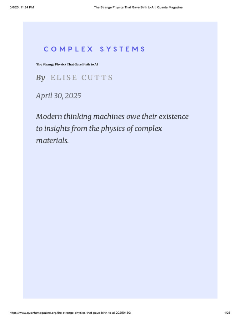 Physics Behind AI's Evolution | PDF | Artificial Intelligence ...