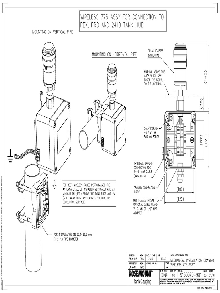 Drawing +THUM+Adapter+ +rosemount | PDF