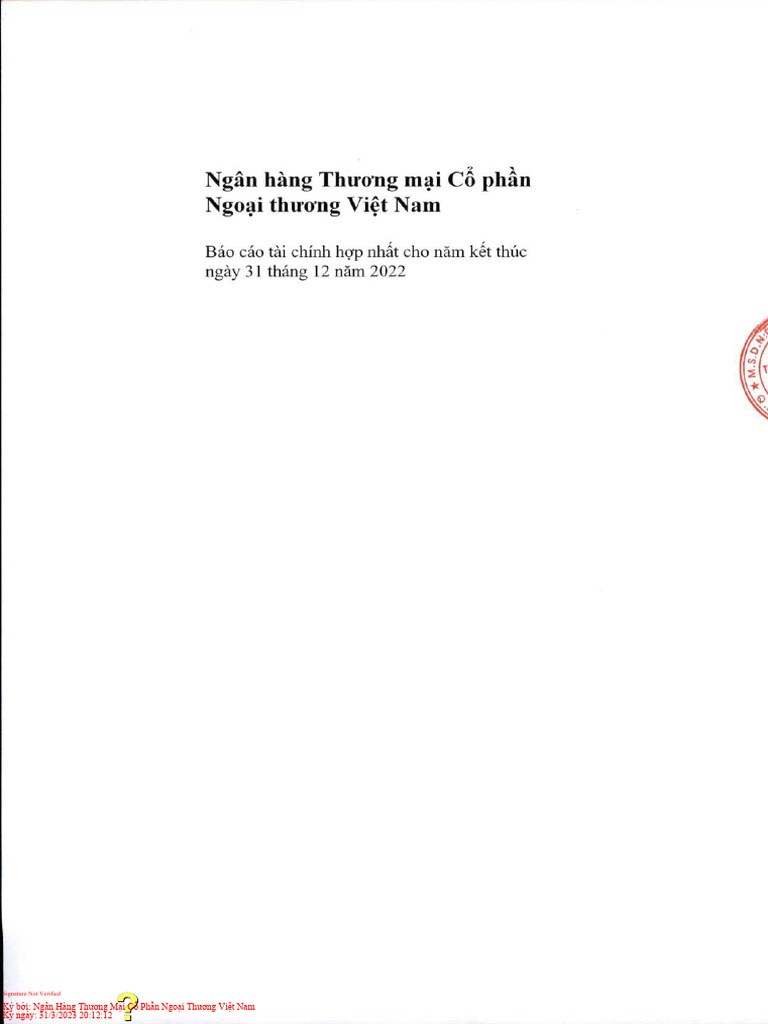 VCB Baocaotaichinh 2022 Kiemtoan Hopnhat | PDF